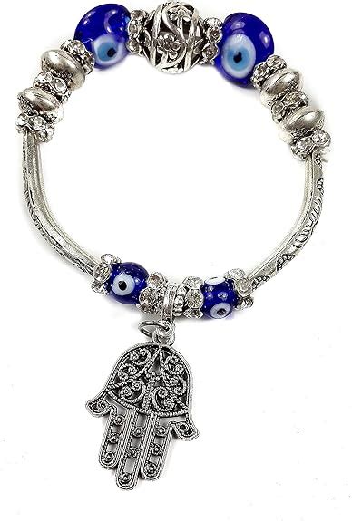 Nazareth Store Blue Beads Evil Eye Bracelet Hamsa Hand Of