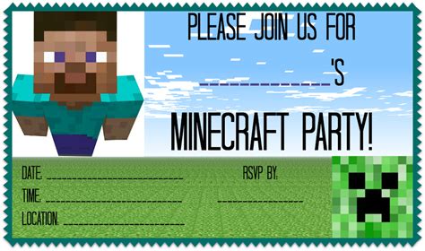 Приглашение майнкрафт на день рождения