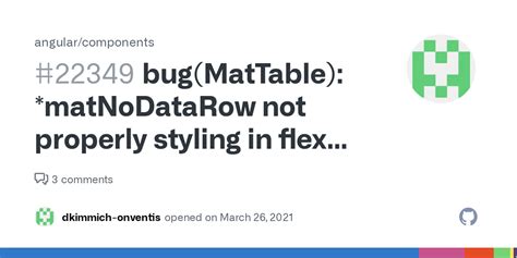 Bug MatTable MatNoDataRow Not Properly Styling In Flex Mode Issue