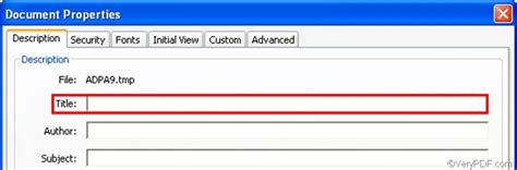 Convert RTF To PDF And Edit PDF Title VeryPDF Knowledge Base