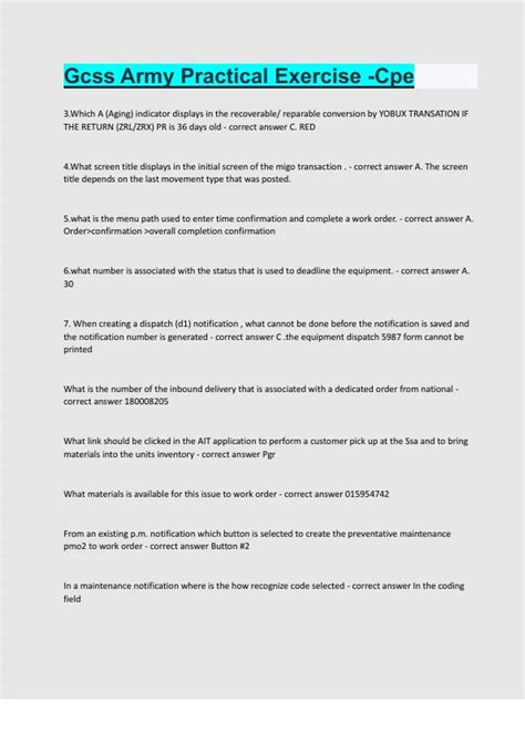 Gcss Army Practical Exercise Cpe Verified Answers Latest Update Gcss