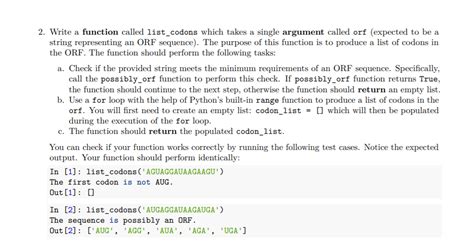 solved 2 write a function called list codons which takes a