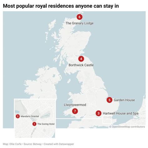 The Seven Exquisite Uk Hotels Where You Might Spot A Royal — Mapped