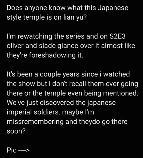 Japanese Style Emple On Lian Yu R Arrow