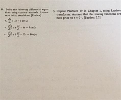 Solved 3 Repeat Problem 19 In Chapter 1 Using Laplace