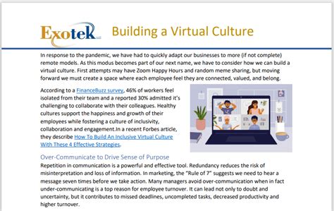 building a virtual culture pdf exotek
