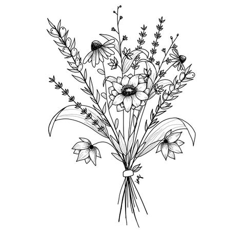 Floral Bouquet Practice Sketch Western Bouquet Tattoo Flower Bouquet Tattoo Drawing Hand
