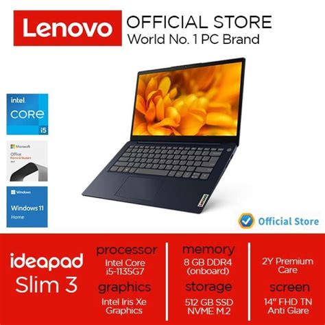 Jual Lenovo IdeaPad SLIM 3 14ITL6 I5 1135G7 8GB 512 SSD Iris Xe 14 FHD W11 OHS Abyss Blue Di