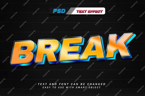 Premium Psd Break Text Style Effecttext Vector Typography Design