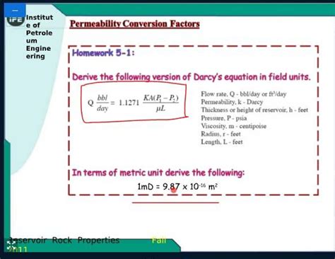 Ife Institut Permeability Conversion Factors E Of