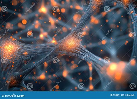 Neural Network Transmitting Signals with Synapses Over Blue Background Stock Image - Image of ...