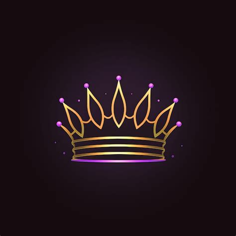 Premium Photo Neon Design Of Crown Logo With Laurel Wreaths And