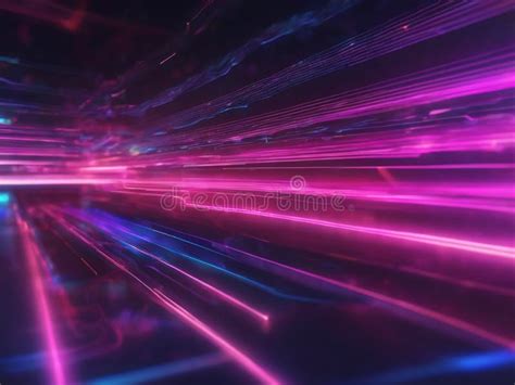 Abstract Background With Pink Blue Glowing Neon Lines And Bokeh Lights