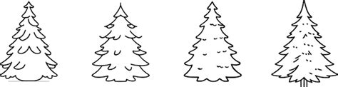 Premium Vector Minimalist Pine Tree Sketches Set In Hand Drawn Flat Design