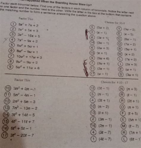 solved ilhappened when the boarding house blewup factor each