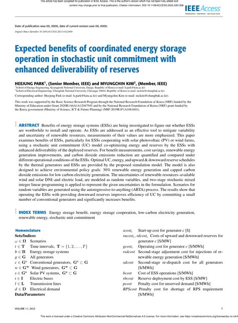 Pdf Expected Benefits Of Coordinated Energy Storage Operation In Stochastic Unit Commitment