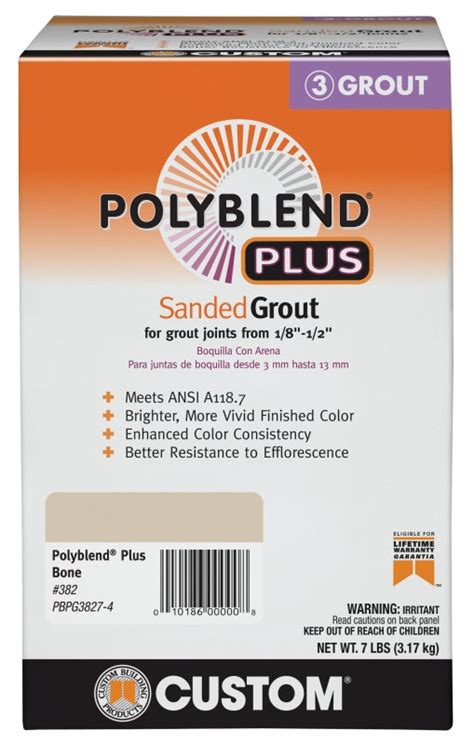 Custom Polyblend Plus Pbpg3827 4 Sanded Grout Bone 7 Lb Box