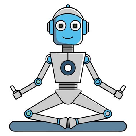 A Robot Doing Yoga In A Balanced Pose On White Background Vector