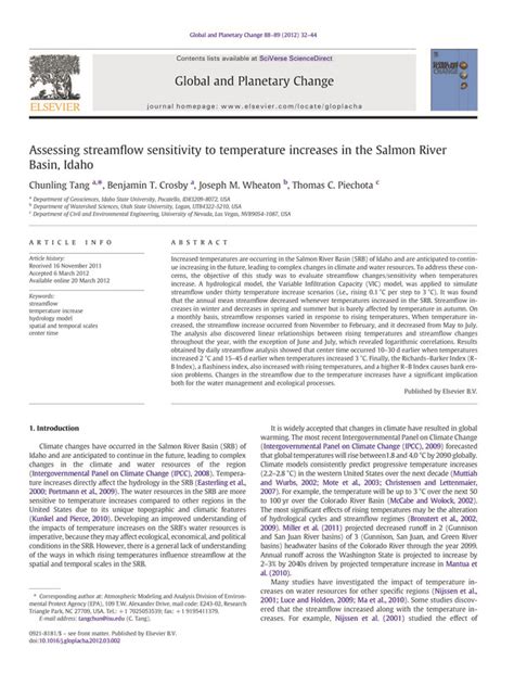 Assessing Streamflow Sensitivity To Temperature Increases In The Salmon
