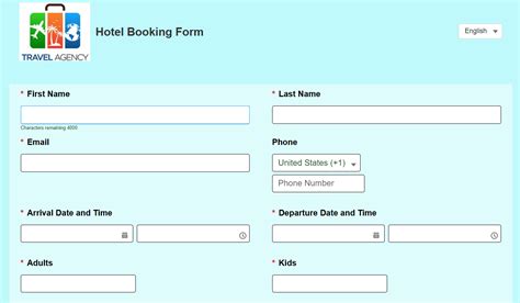 Hotel Booking Form - SurveyVista
