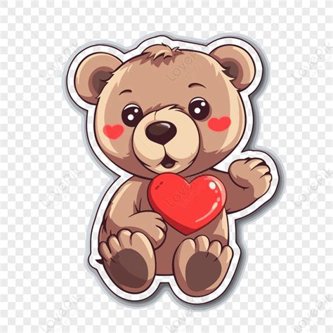 하트를 들고 있는 곰인형 스티커 클립 아트 벡터상표 Png 일러스트 무료 다운로드 Lovepik
