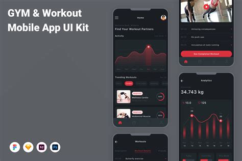 Gym And Workout Mobile App Ui Kit Graphic By Betush · Creative Fabrica