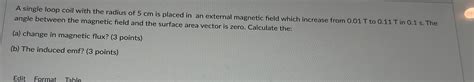 Solved A Single Loop Coil With The Radius Of 5cm ﻿is Placed