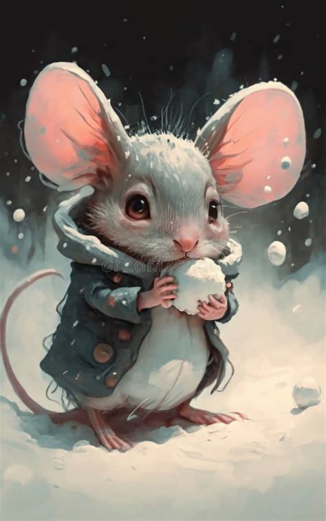A Mouse Standing In The Snow Stock Illustration Illustration Of T