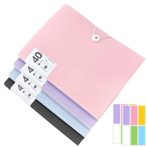 160 Pockets 4 Pack A4 Display Folders A4 Display Book Folder With Plastic Sleeves And Safety