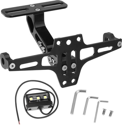 Qwork Universal Motorcycle License Plate Bracket With Led