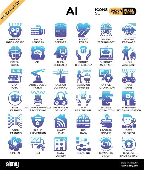 Artificial Intelligence Ai Concept Icons Set In Modern Line Icon Style For Ui Ux Web Mobile