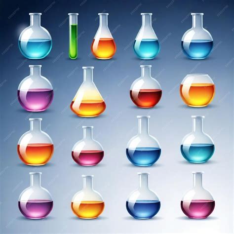 Premium Vector A Set Of Different Colored Beakers With Different