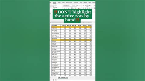 Excel Highlight Row Automatically 🌟 Excel Tips Youtube