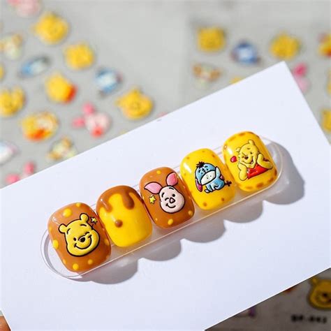Bear Winnie The Pooh Nail Deco Sticker Kawaii Nail Decals 5d Nails 3d