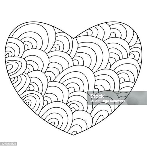 아치형 패턴이 있는 하트 간단한 선 패턴의 안티스트레스 색칠 페이지 하트 모양에 대한 스톡 벡터 아트 및 기타 이미지 하트 모양 색칠하기 색칠놀이 책 Istock