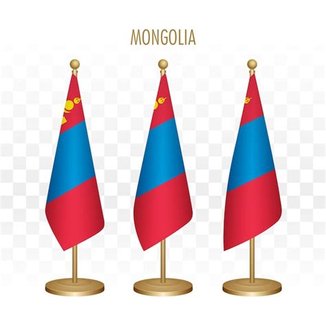Premium Vector Standing Flag Of Mongolia D Vector Illustration Isolated On White