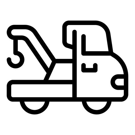 Black And White Line Art Of A Flatbed Tow Truck Perfect For Signs And