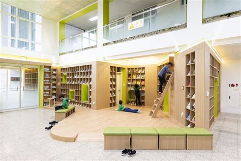Unfolding Bookshelves 중흥초등학교 Oa Lab 공공 도서관 디자인 인테리어 디자인