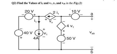 solved q2 find the values of i1 and v1 vx and vab in the