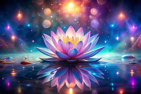 Mystical Lotus Flower In Magical Night Pond Stock Illustration