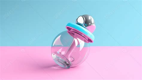 무료 3d로 렌더링된 세련된 이중톤의 젖꼭지가 있는 빈 파란색 젖병 Ppt 배경 Slidesdocs