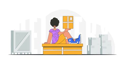 그의 손에 상자를 들고있는 유쾌한 남자 패키지의 유통과화물의 선적을 묘사 한 그림 가상현실에 대한 스톡 벡터 아트 및 기타 이미지 가상현실 남자 배달 Istock