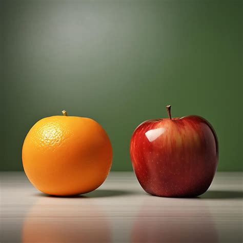 Premium Ai Image An Orange And An Apple On A Table