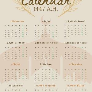 Islamic Calendar Dates Hijri 1447 Special Events Gold And Elegant