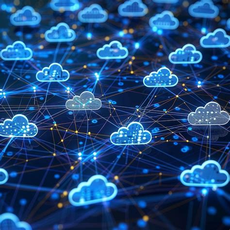 Cloud Computing Connectivity Visualized With Nodes And Data Paths