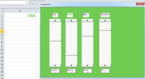 ใส่สี ควบคุมขนาดตัวอักษรผ่าน Scrollbar โดยใช้ Vba สูตร Excel รวมสูตร Excel ฟังก์ชั่น Excel