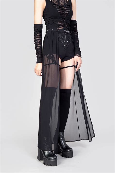 Punk Spiked Mesh One Piece Skirt Ac2415 Red Night Gothic