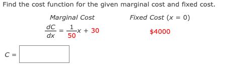 Solved Needhelp Solving Find The Cost Function For The Given Chegg