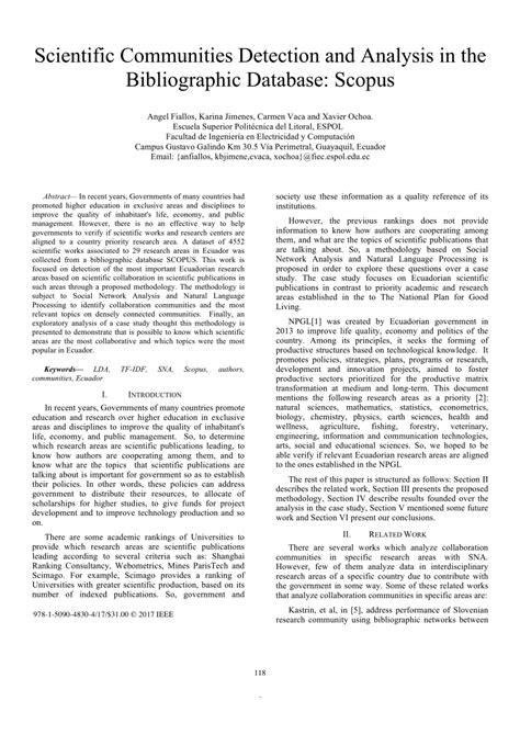 Pdf Scientific Communities Detection And Analysis In The Bibliographic Database Scopus