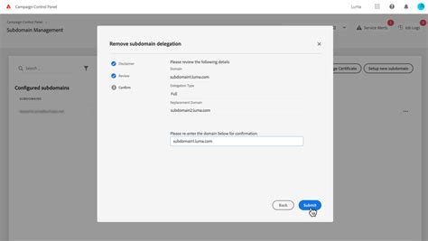 Remove Delegation Of Subdomains Adobe Campaign